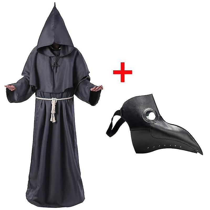 Halloween Middeleeuwse Hooded Robe Plague Doctor Kostuum Masker Hoed ...