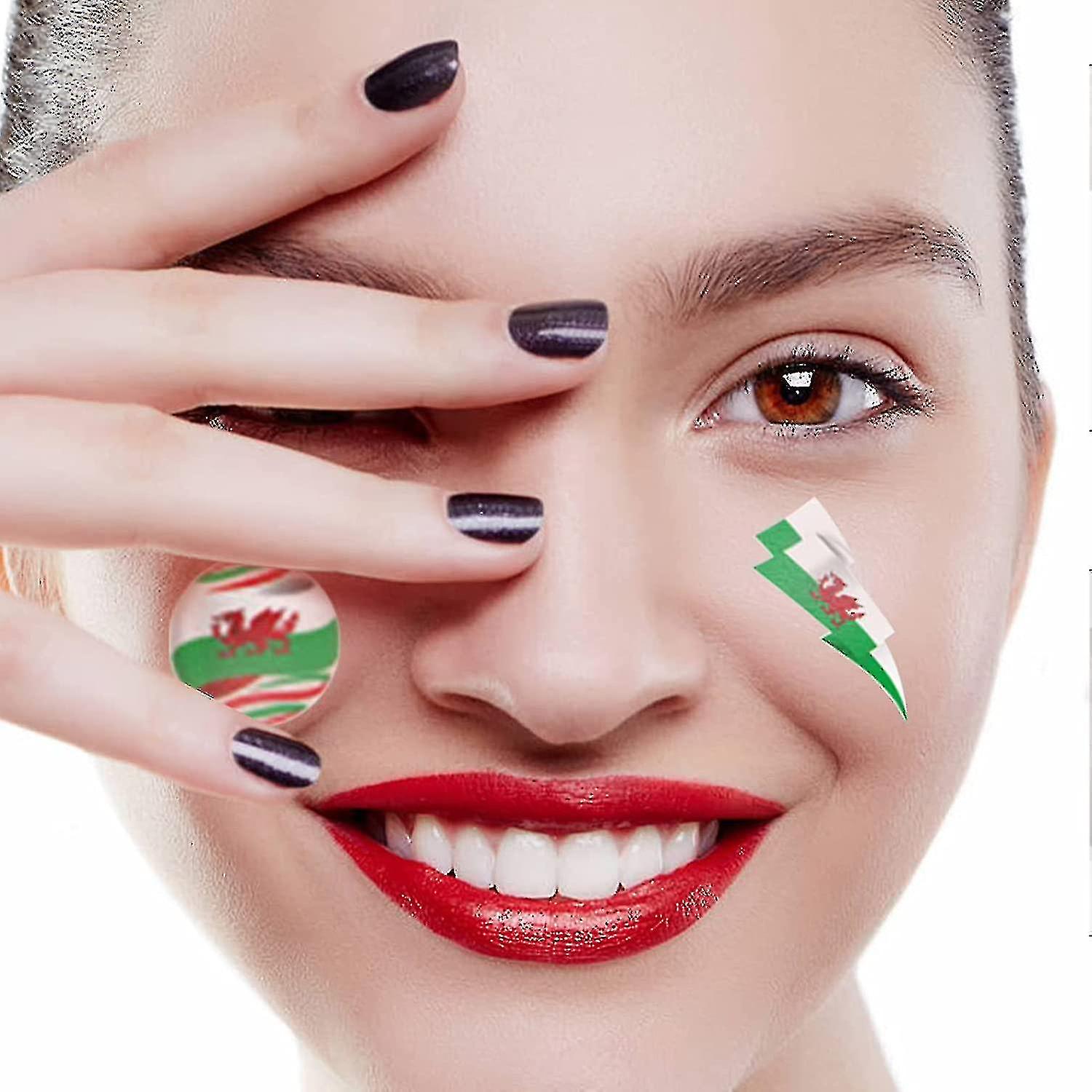 Qatar Flag Face Tattoos | Qatar Flag Tattoo Sticker | Fan Set Temporary ...