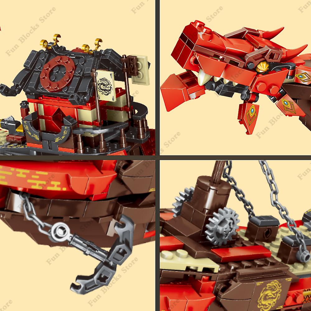 New Phantom Ninja Dragon Ship Model Building Blocks Sodiers Figures ...