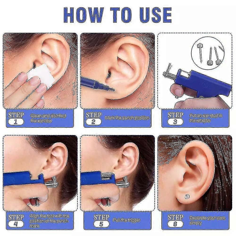 Ear Piercing Gun Ear Nose Navel Gun Machine With 98 Pcs Studs Kit Xxf ...