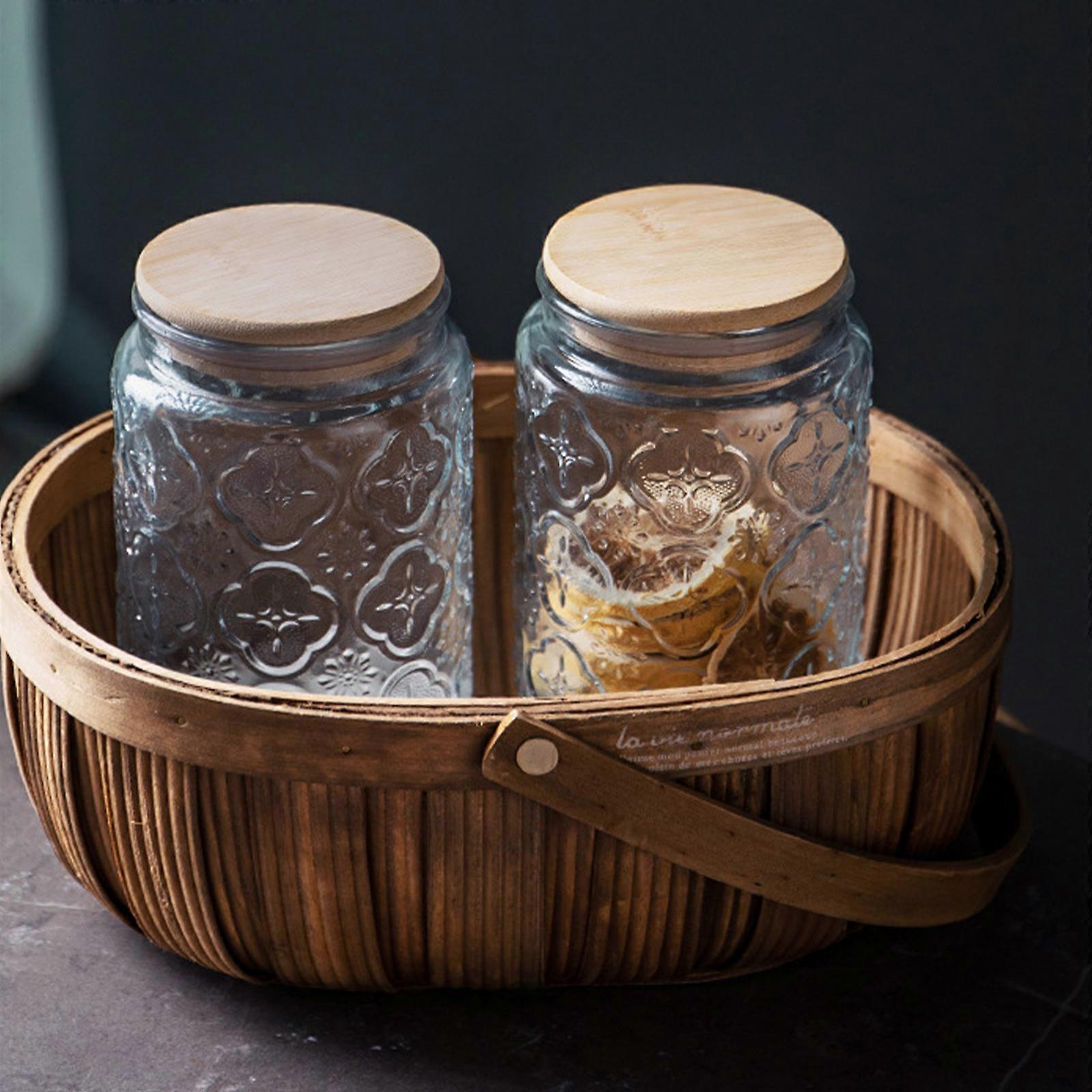 Glass Storage Jars, Retro Embossed Design Jars Airtight Canisters with ...