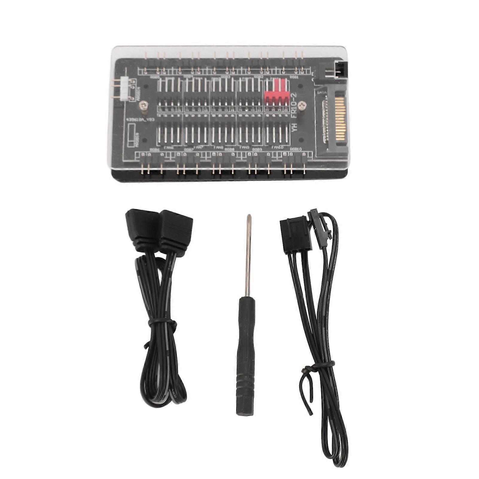 ARGB PWM Fan Hub 2 in 1 PWM ARGB Case Fan Hub SATA Interface Power Supply Magnetic 4Pin PWM 3Pin ...