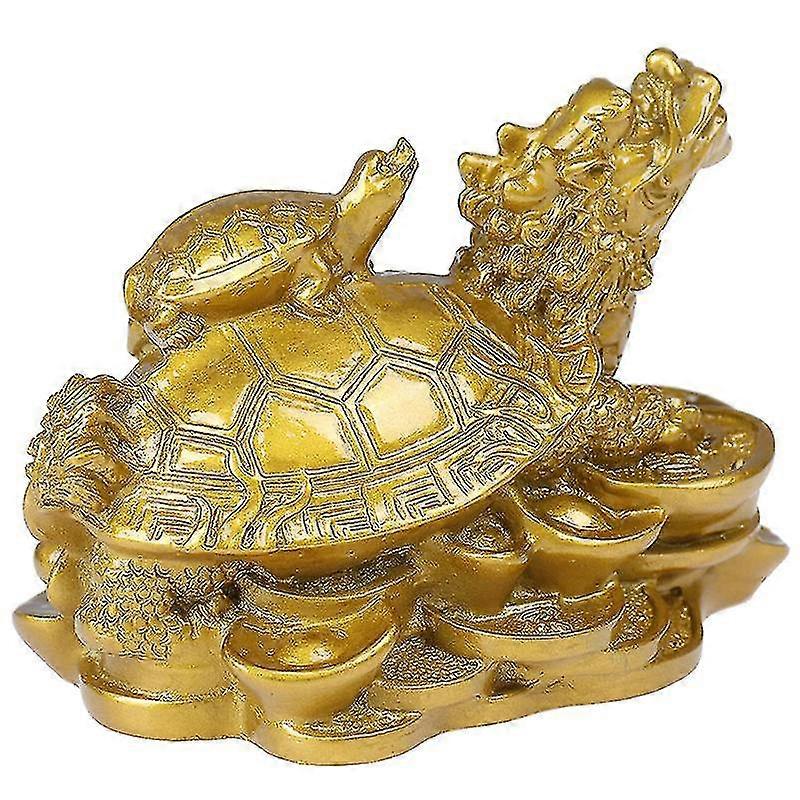 1pc Gold Feng Shui Dragon Turtle Tortoise Statue Figurine Coin Money ...