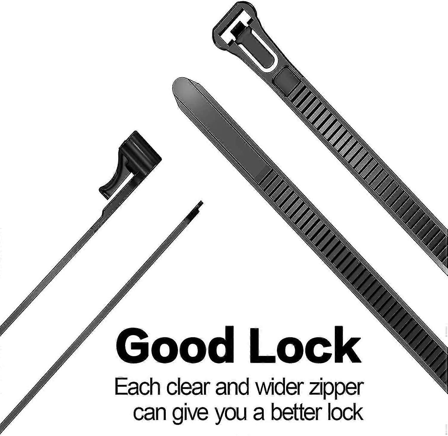 Releasable Reusable Zip Ties Heavy Duty Zip Tie Thick Black Cable Ties ...