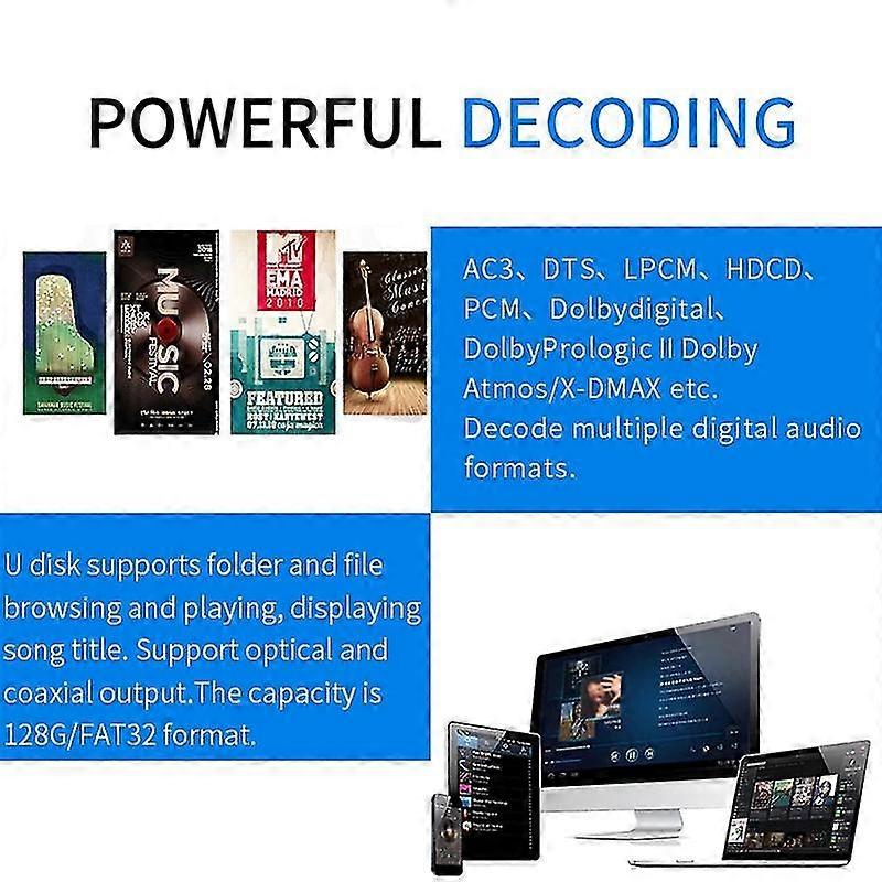 Hd920pro 5.1ch hd audio decoder bluetooth 5.0 reciever dolby atmos dts ...