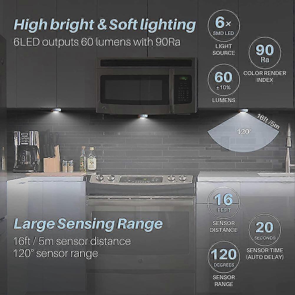 Motion Sensor Lights Indoor, Cordless LED Under Cabinet Light Motion ...
