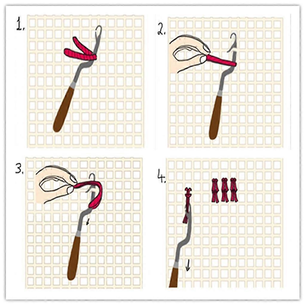 Free Pattern Rug Hooking Mesh Canvas Wooden Bent For Latch Hook Diy Kit ...