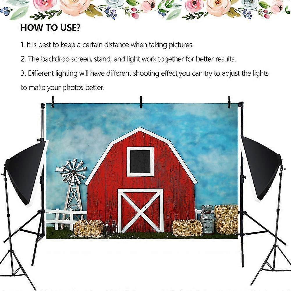 7x5ft Farm Red Barn Door Backdrop Red House Haystack Scene Photography ...