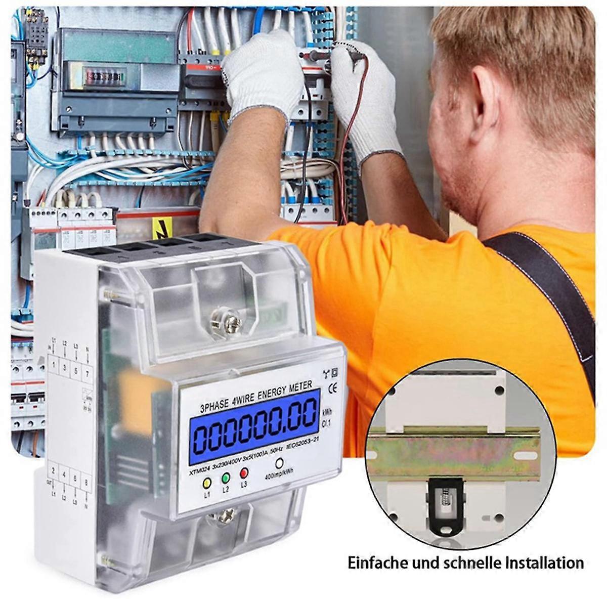 3 Phase Power Meter DTM024 Digital LCD Display Energy Meter Electric ...