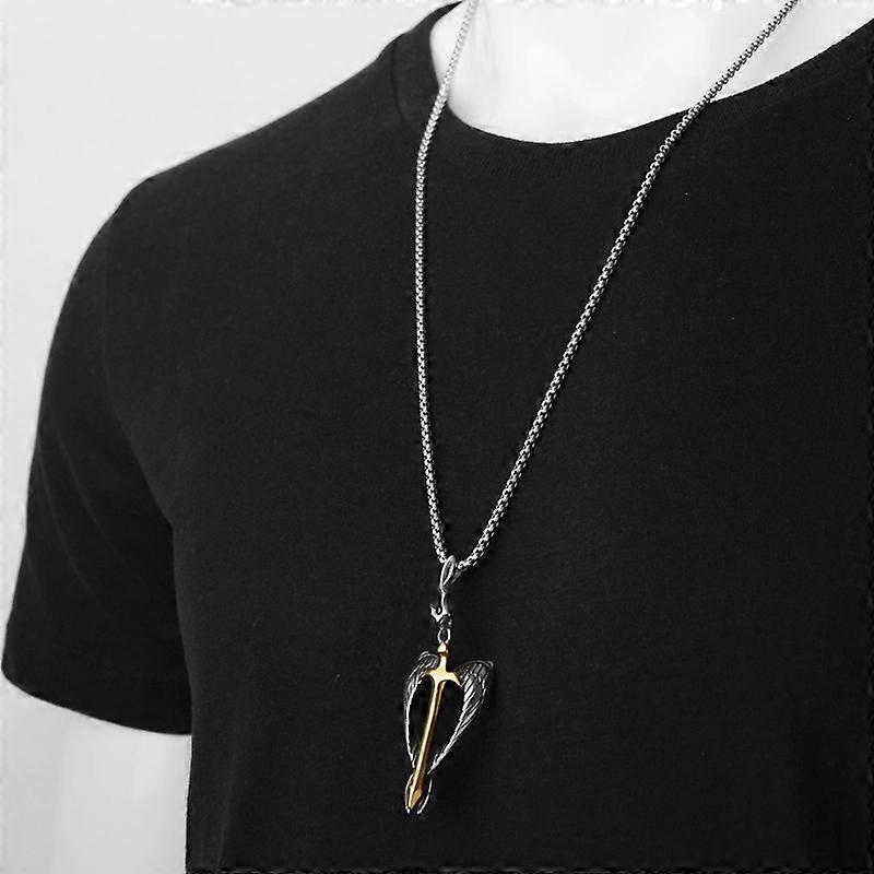 Christian Pendant Necklace Guardian Angel Wings Sword Cross Living In ...