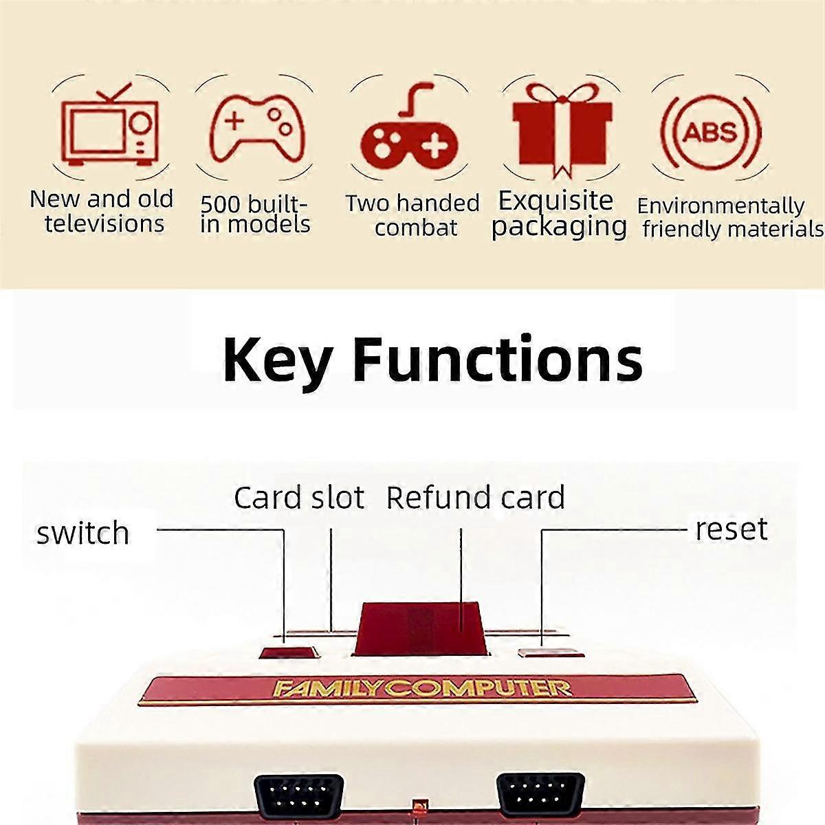 8 Bit Video Game Console Built in 500 Classic Games Family Computer TV ...