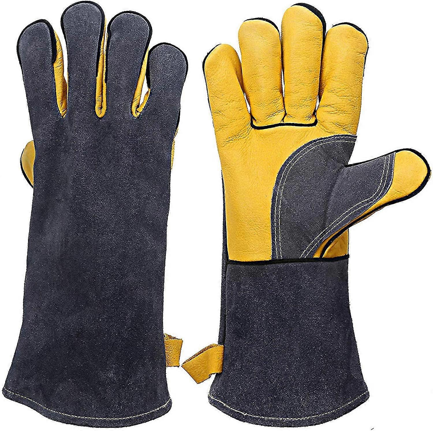 Leather Heat And Fire Resistant Gloves With Kevlar Stitching - Perfect ...