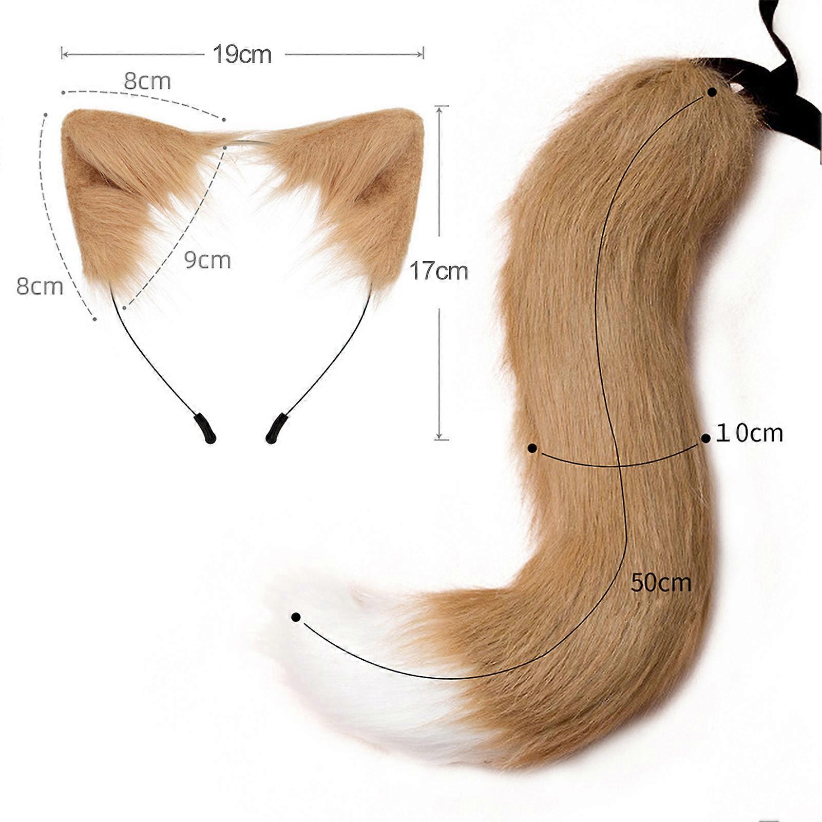 Fox Tail Headdress Handmade Simulated Fox Tail Cat Ear Set Halloween ...