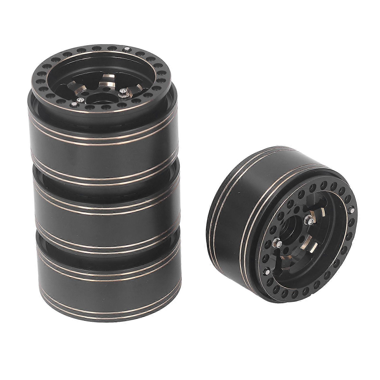 4PCS RC Beadlock Wheel Rim Hub 1.9in Black Brass Weighted Easy Install Durable RC Car Part for ...
