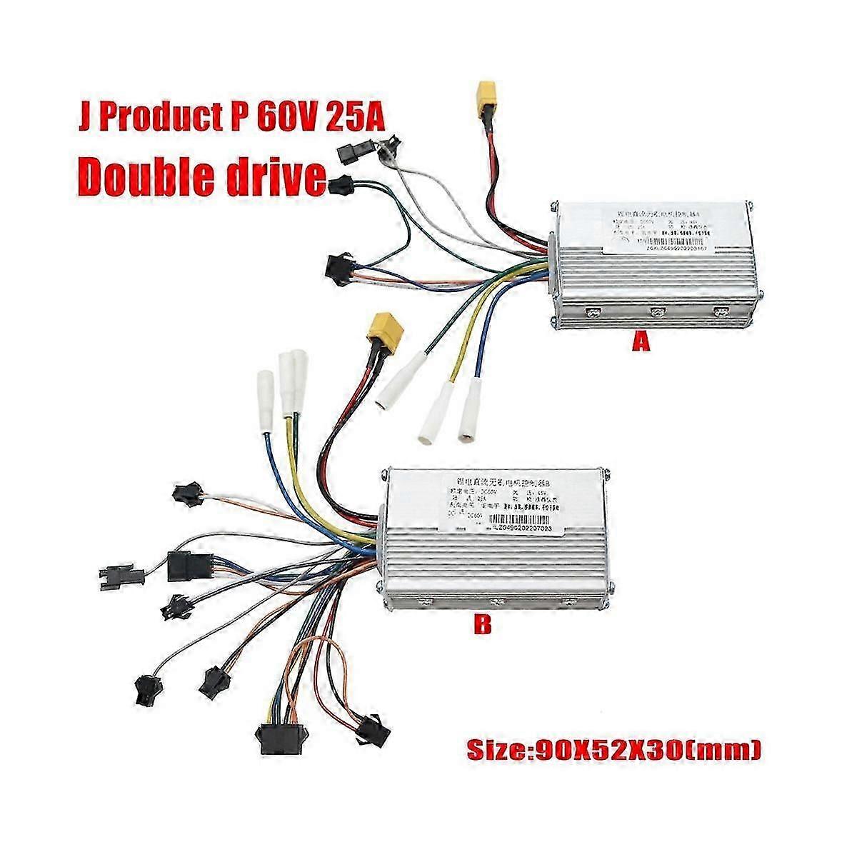 Electric Scooter Dual Drive Controller JP 48V 52V 60V 25A 50A Brushless Controller AB Front Rear ...
