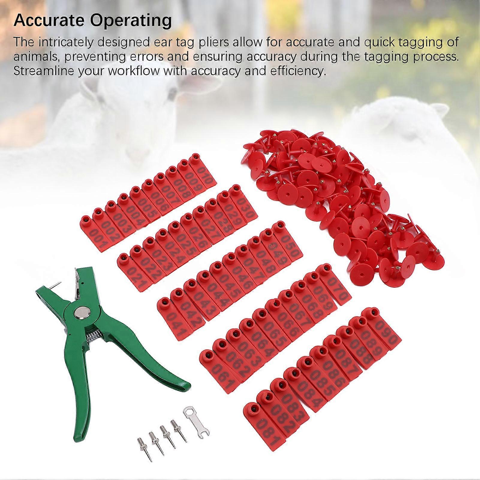 Livestock Ear Tag Applicator Kit Green Cattle Tagger with 2 Needles ...