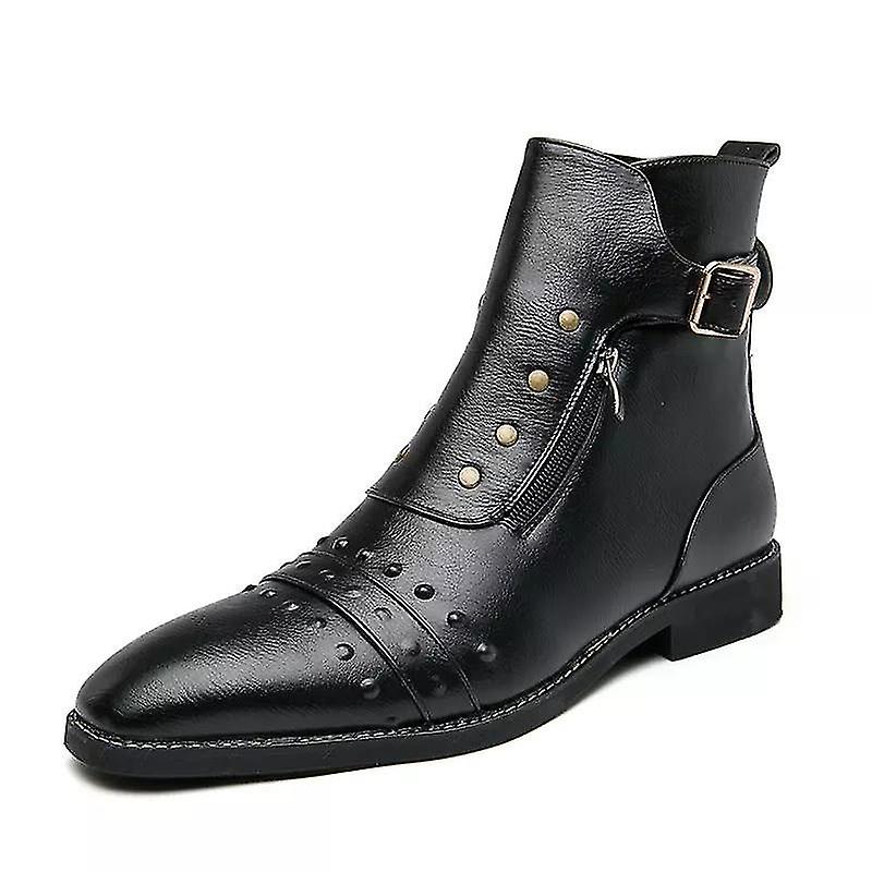 New Men Pointed Rivet Zipper Shoes, Chelsea Boots | Fruugo UK