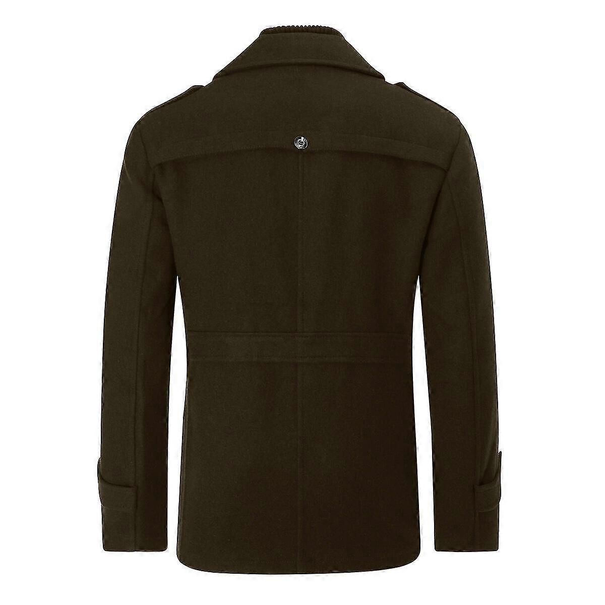 Mens Double Collar Pocket Pea Coat-qq | Fruugo UK