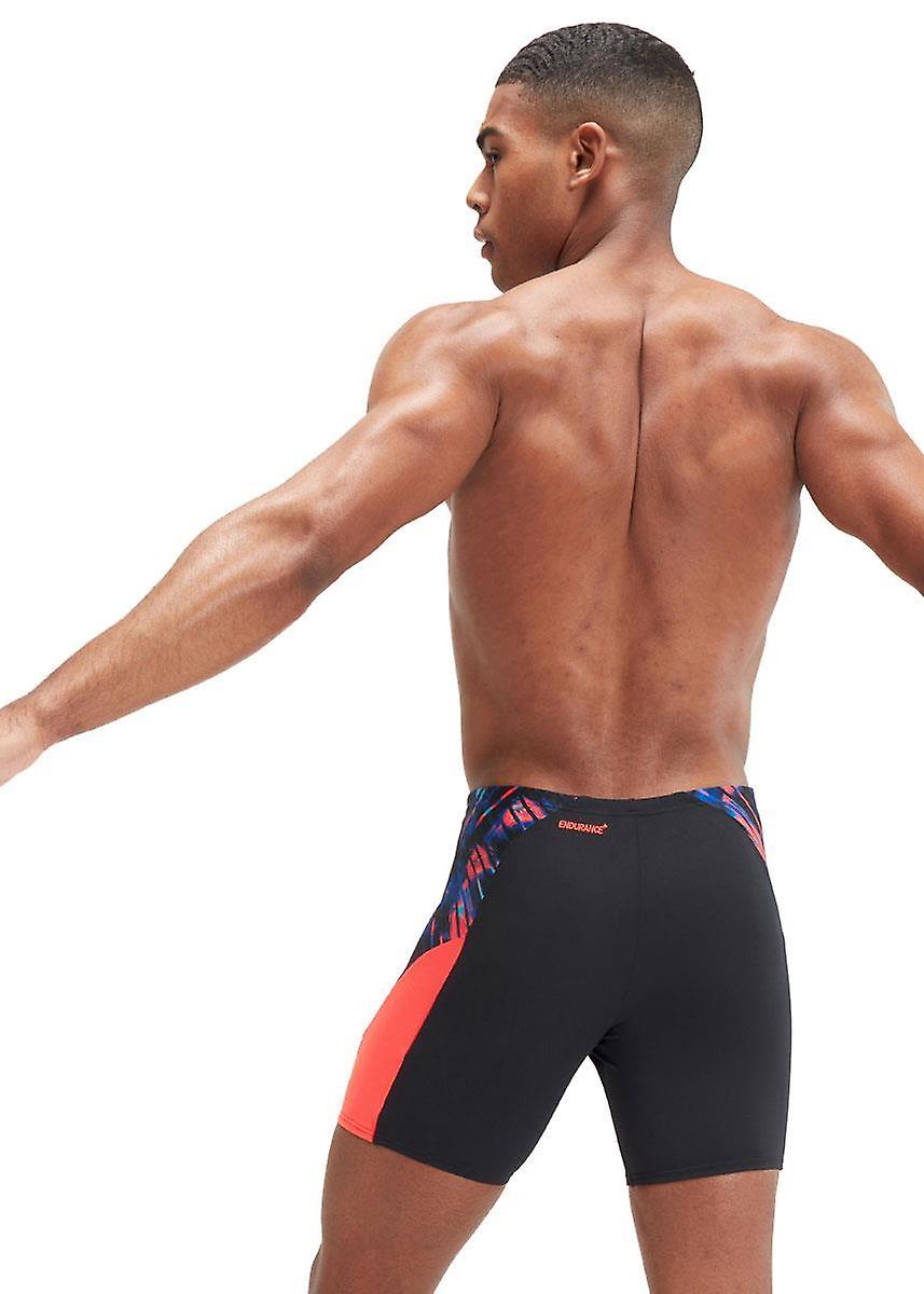 Speedo ECO END+ Splice Mid Swim Jammer - Black/True Colbalt/Volcanic ...