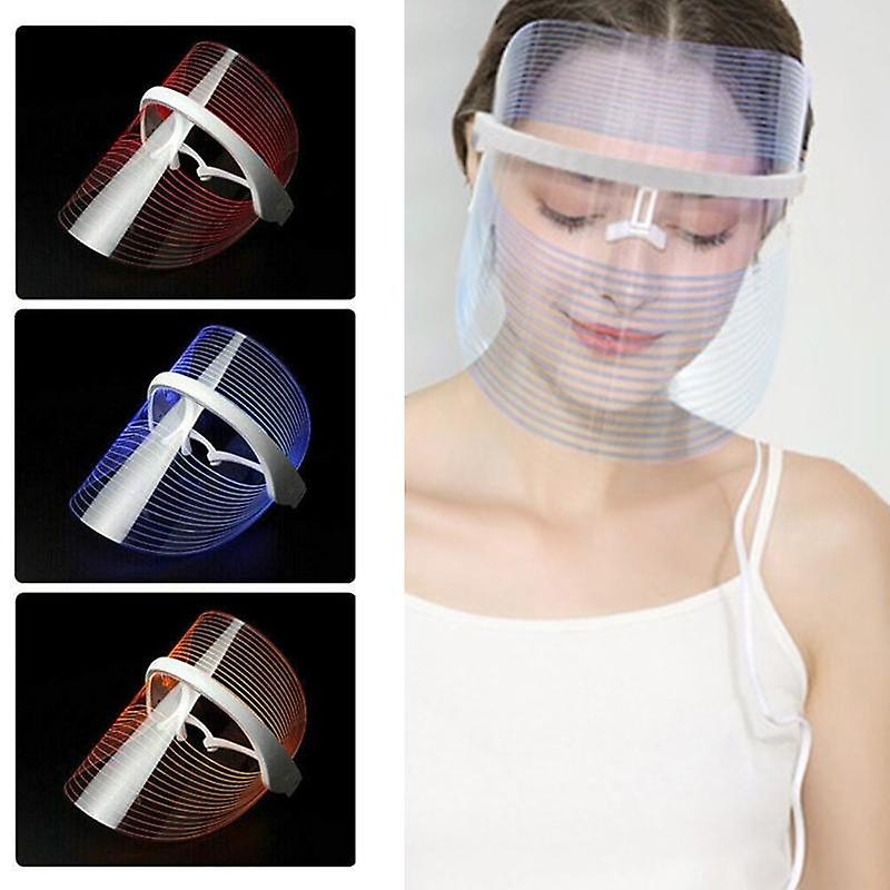 Rechargeable led photon light therapy machine three-color facial mask ...