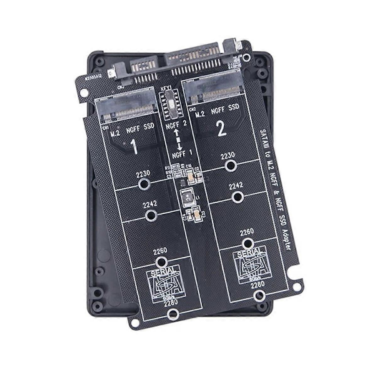 Dual M.2 to SATA3.0 Adapter M.2 SATA Protocol SSD Adapter 2 Port NGFF M ...