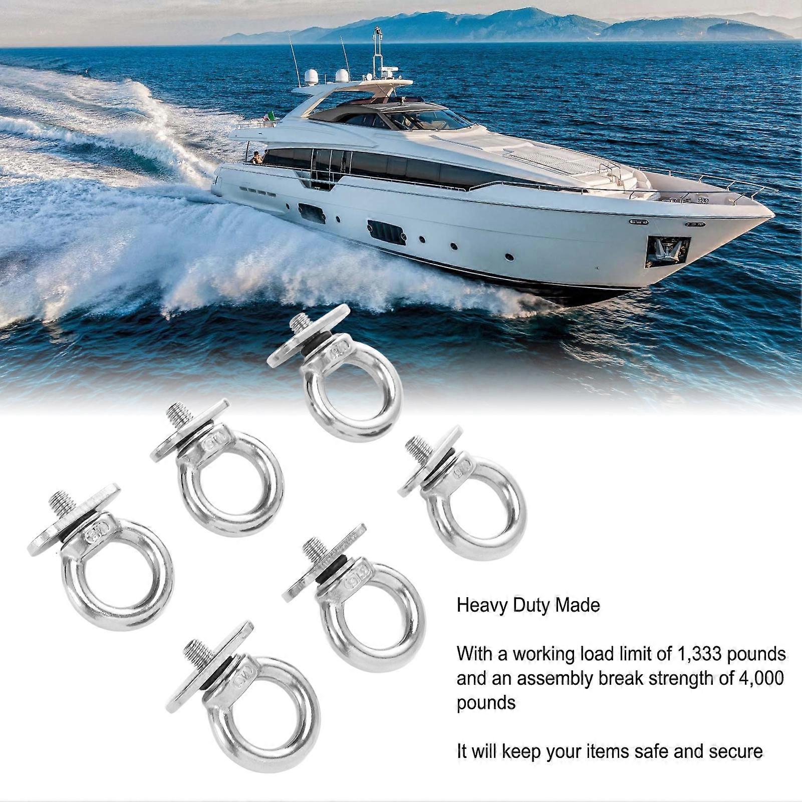 6 Pcs Track Mount Tie Down Eyelets Stainless Steel Eye Bolt Anchoring ...