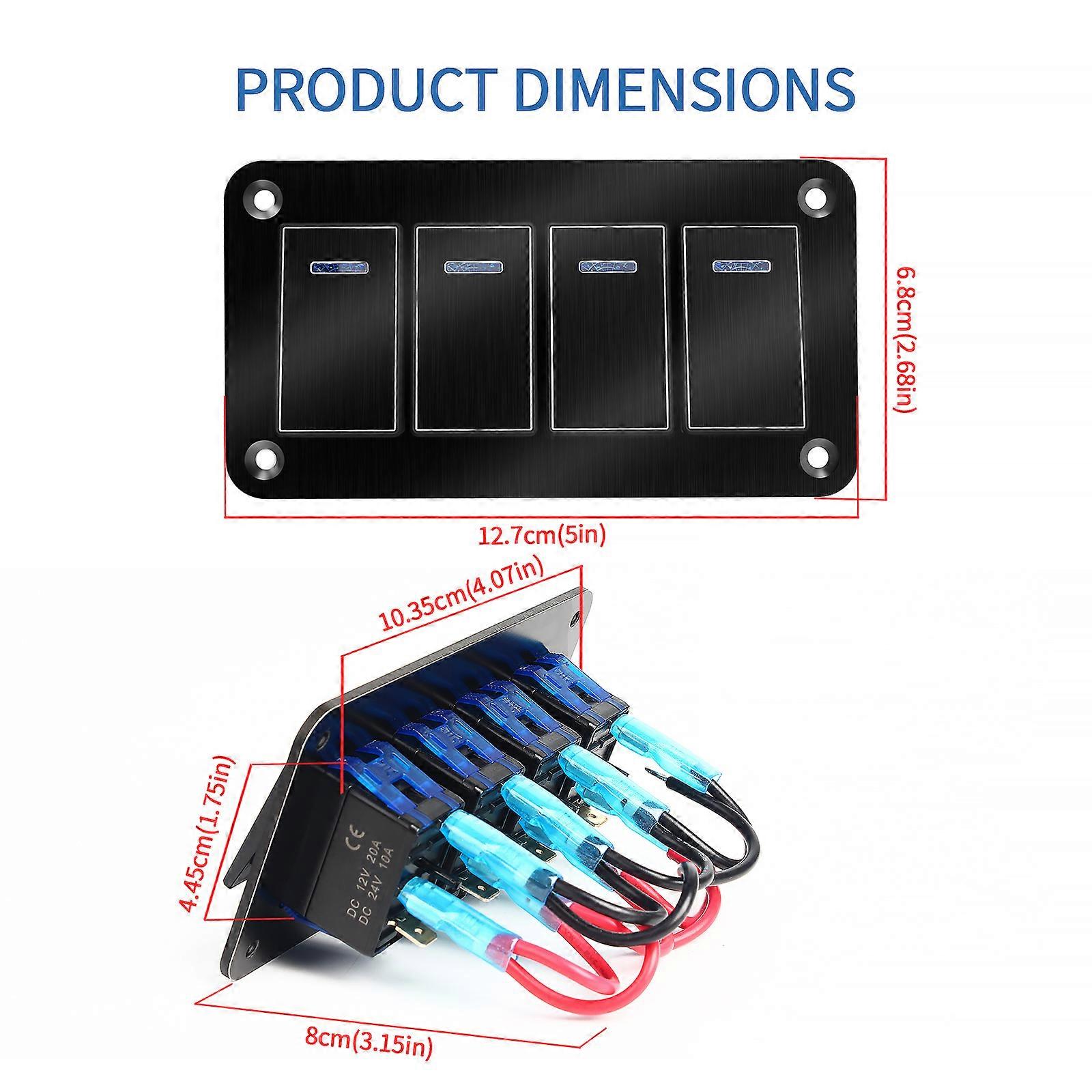 Black On-off Rocker Switch Panel Car Truck Caravan Rv Camping Boat 12v ...