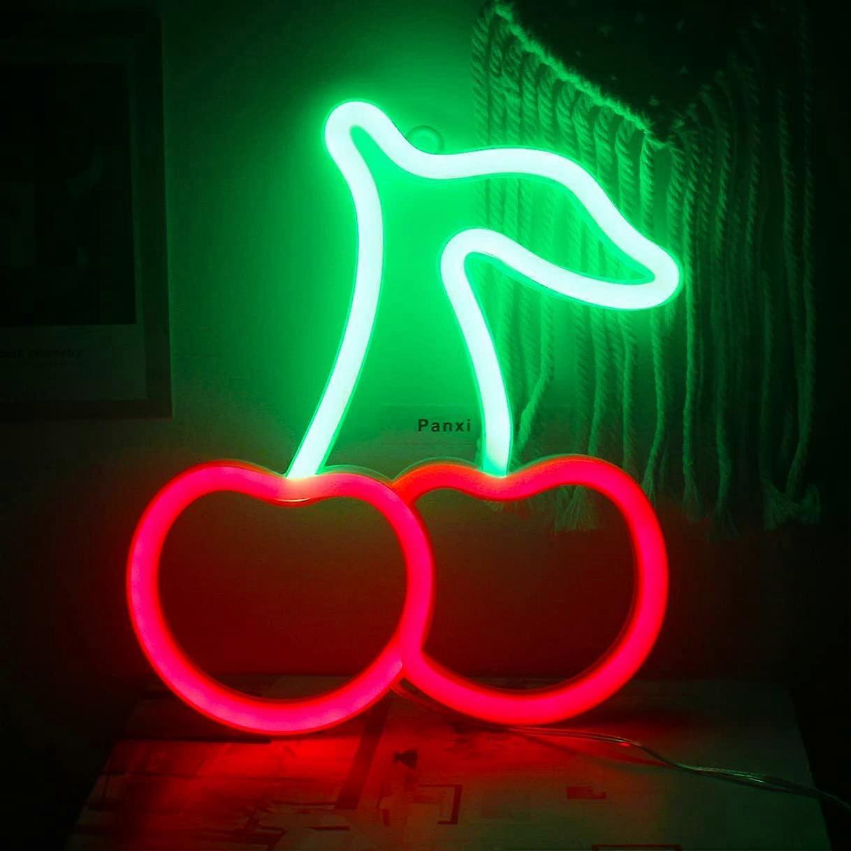 Bedroom Neon Cherry Neon Red Green LED Neon Wall Sign Kids Fruit Neon ...