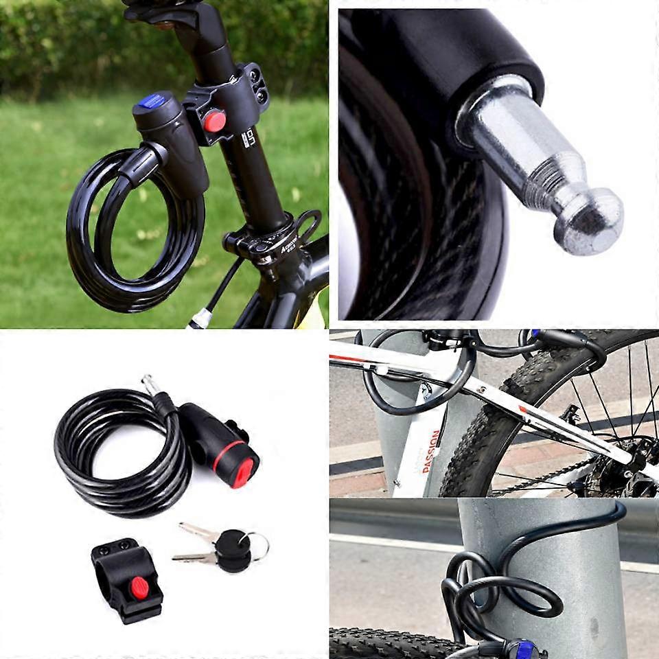 Bicycle Lock With 2 Key MTB Electric Motorcycle Anti-Theft Steel Cable ...