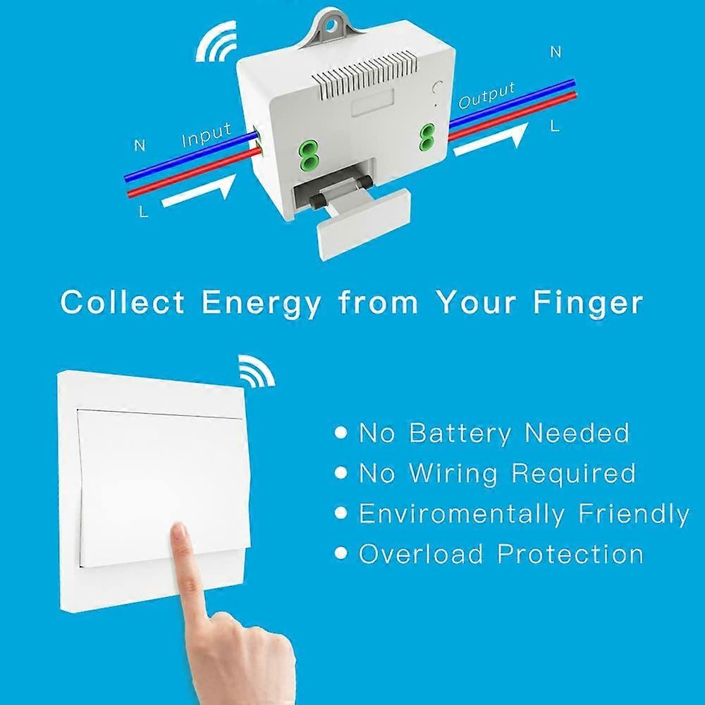 110-220V Wireless Light Switch and Receiver Kit Self-powered Light ...