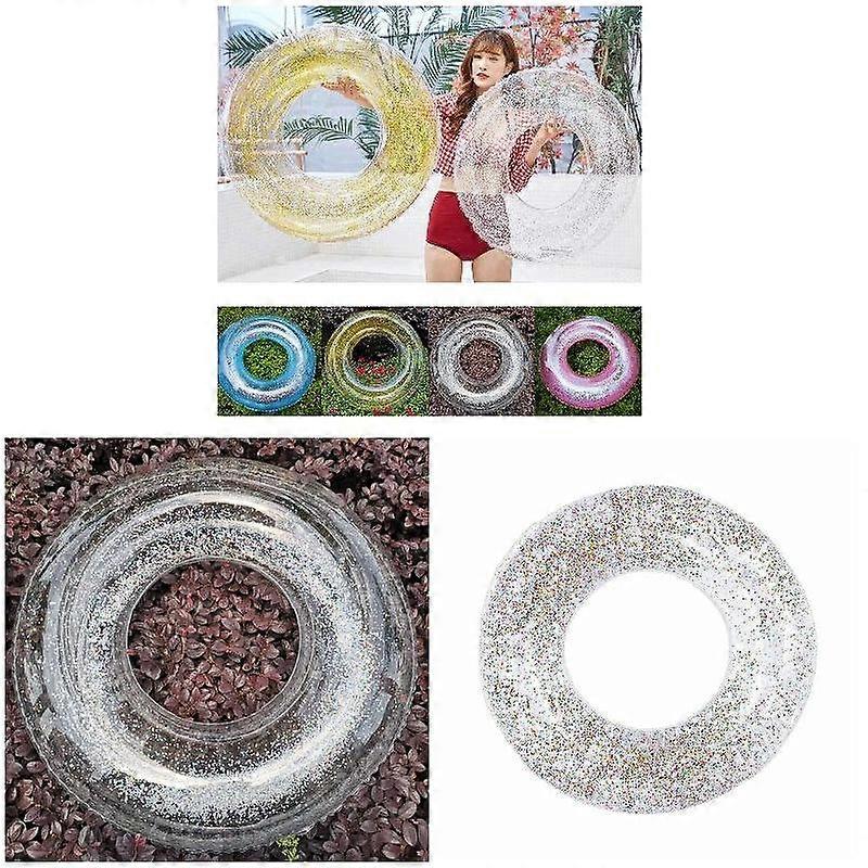 Transparent Inflatable Swim Tube Glitter Raft Round Swim Ring for ...