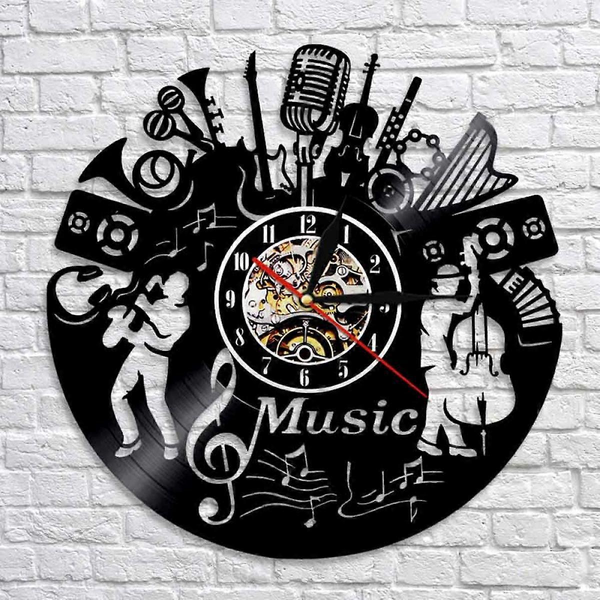 Music Vinyl Record Wall Clock -Musical Instruments Vinyl Wall Clock ...
