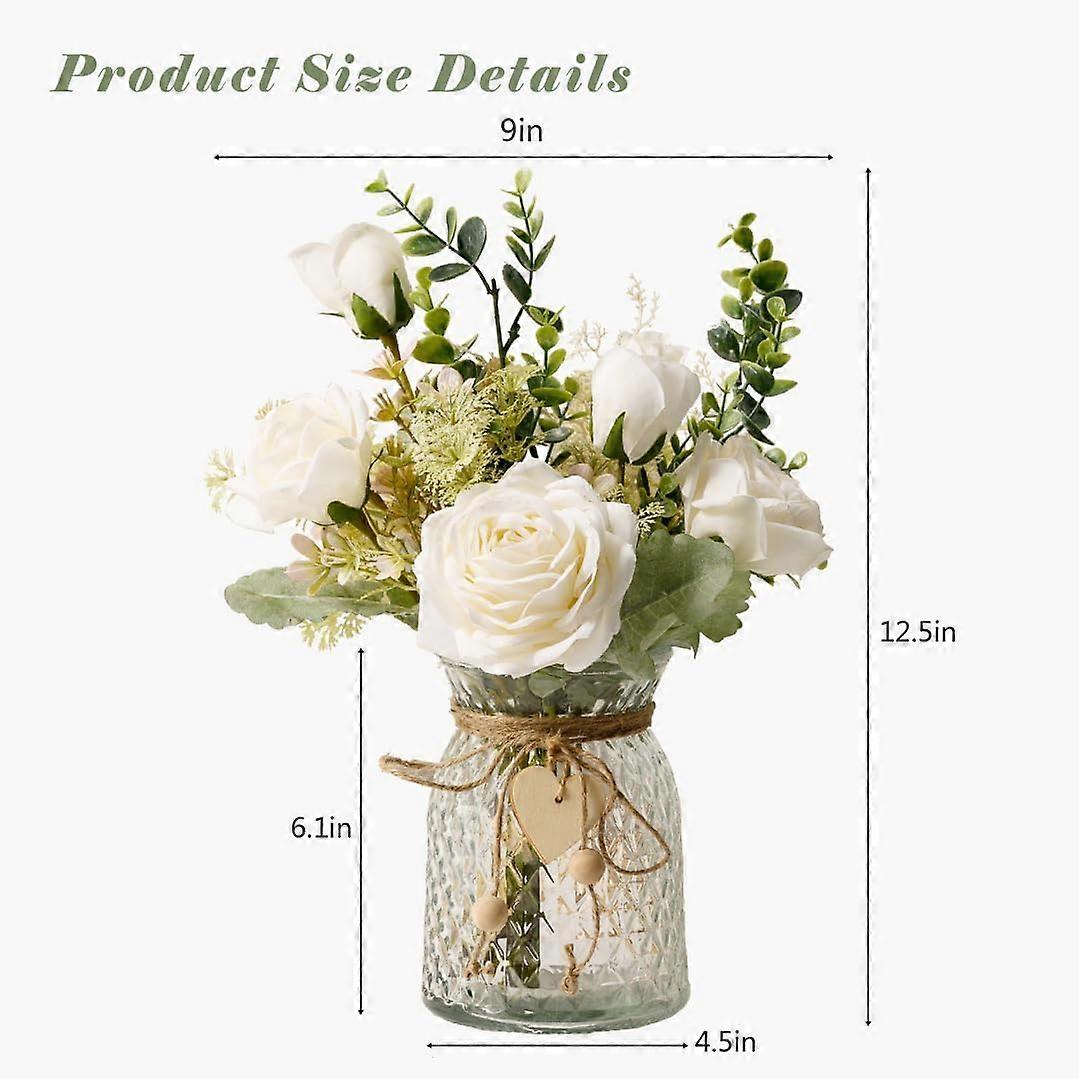 SBSG Fake Flowers with Vase, Silk Roses Artificial Flowers in Vase ...