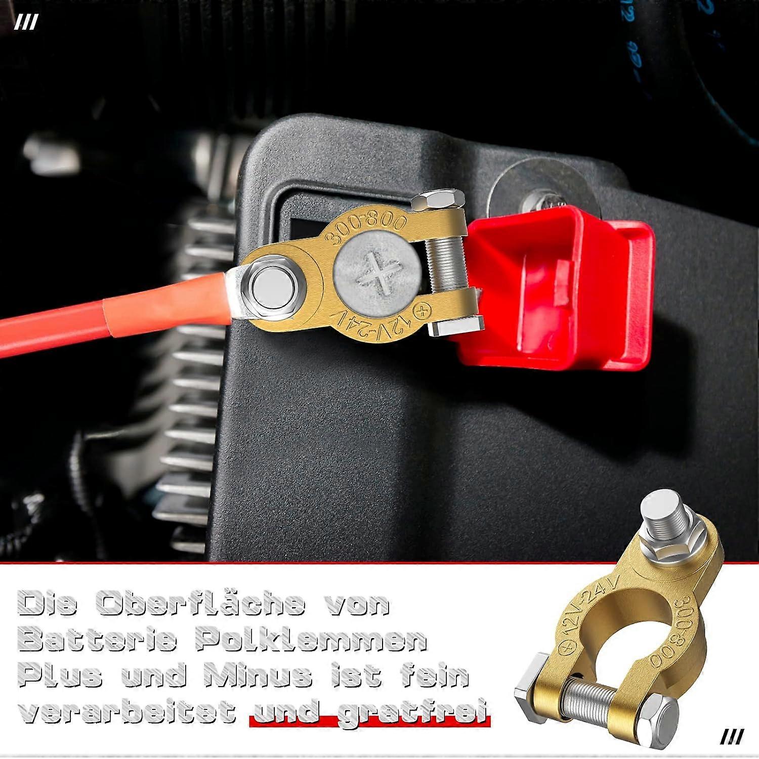 Pack of 2 Battery Terminals, 12 V 24 V Pole Clamps Car Battery with M8 ...