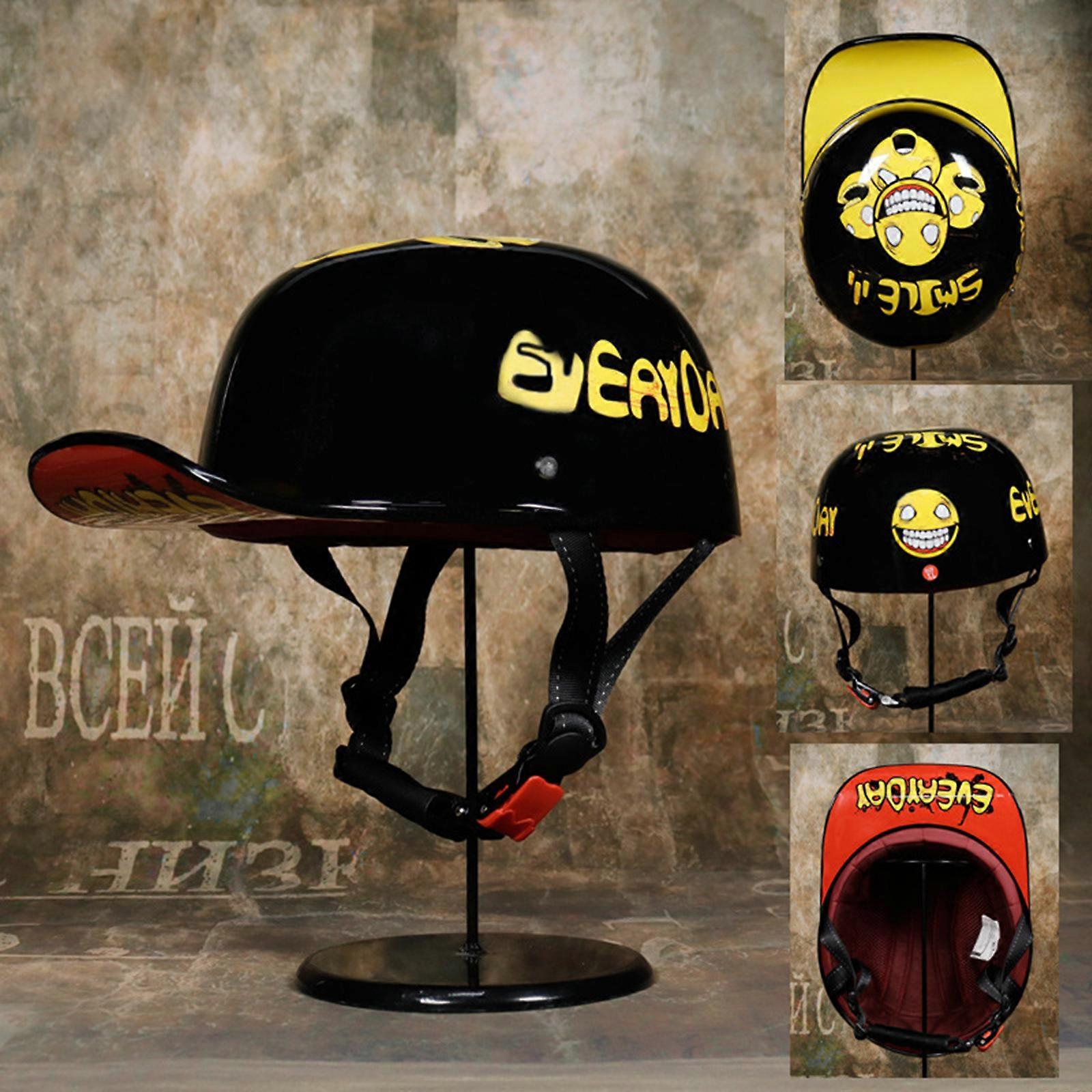 Baseball Cap Style Helmet Retro Motorcycle Scooter Cruiser Chopper Half ...