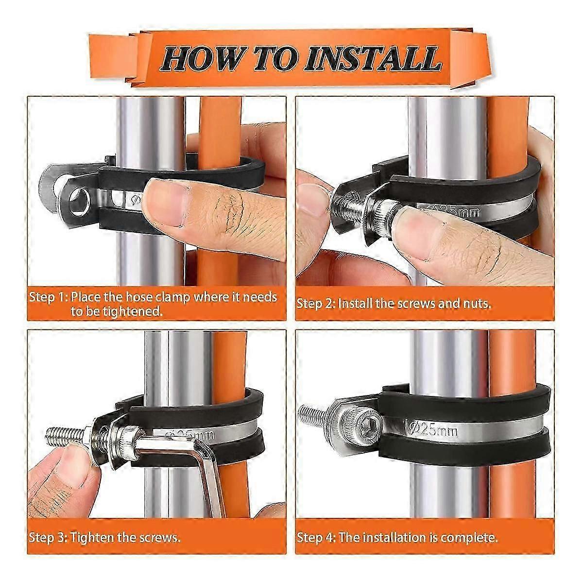 60Pcs Cable Clamps Assortment Kit, 304 Stainless Steel Rubber Cushion ...