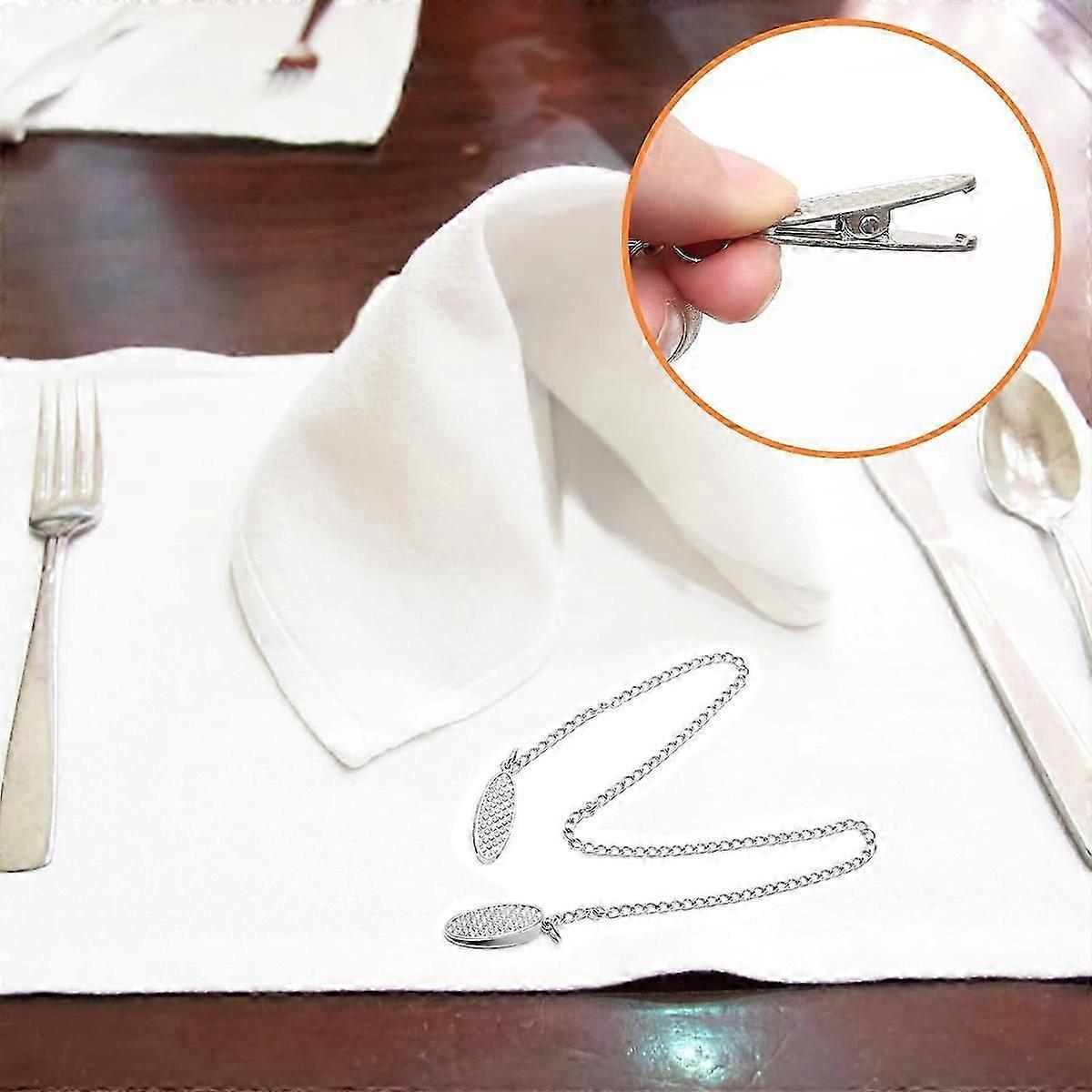 Stainless Steel Napkin Holder Chain with Clips, 4pc Set | Fruugo UK