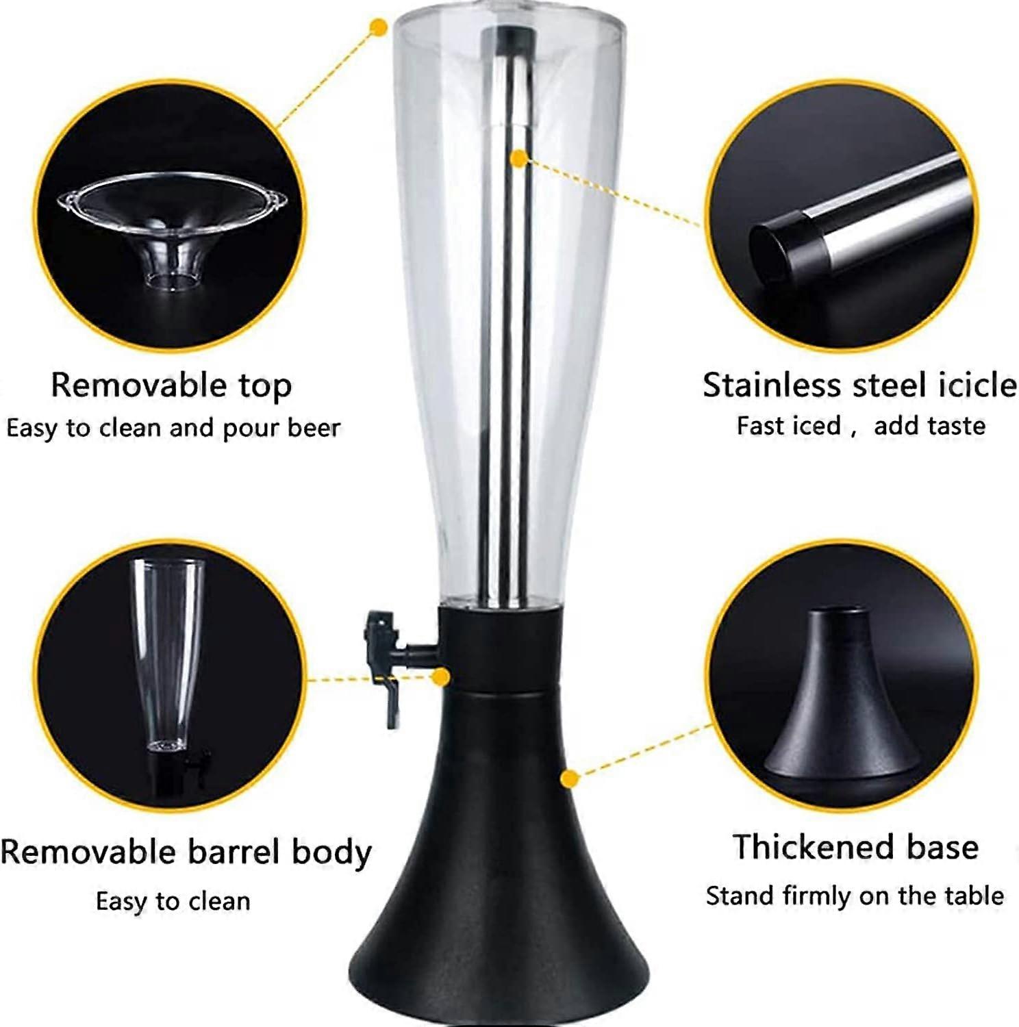 4L Beer Tower Dispenser with Removable Stainless Steel Ice Tube ...