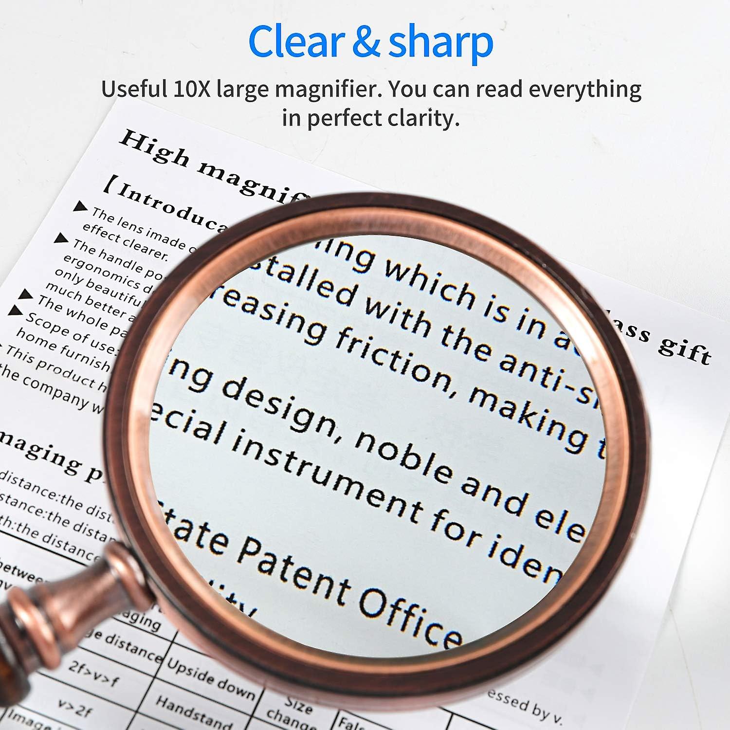 Magnifier, 10x Antique Copper Handheld Wooden Handle And Real Glass ...