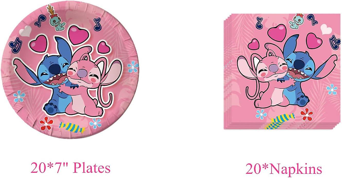 Pink Stitch Party Birthday Supplies, Cartoon Stitch Theme Party ...