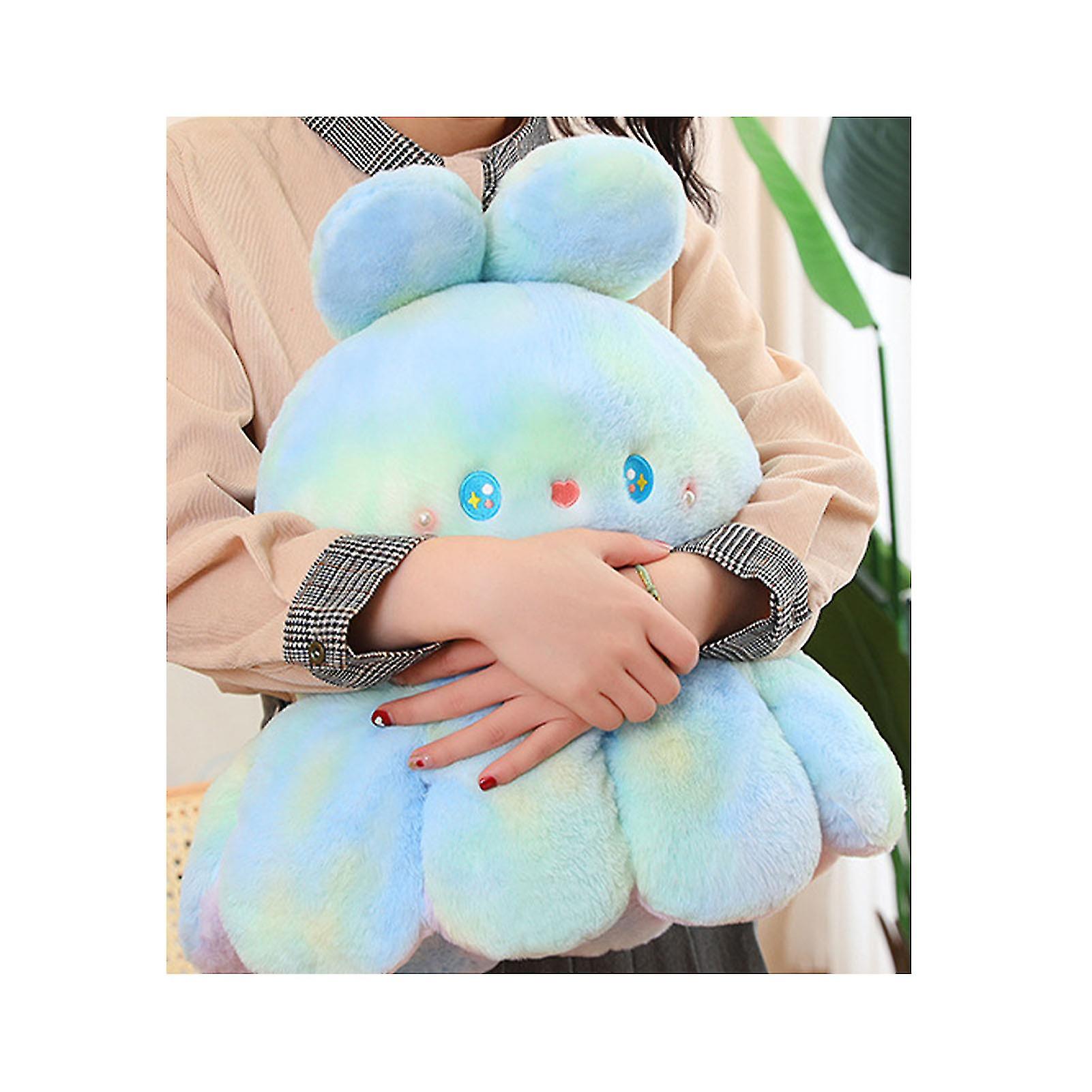 Gradient Color Reversible Octopus Plush Toy - Cute Bunny Ear Stuffed ...