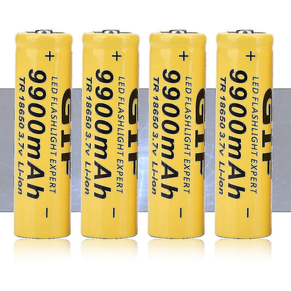 4pcs Flashlight Battery Gif 9900mah 18650 Rechargeable Battery Yellow ...