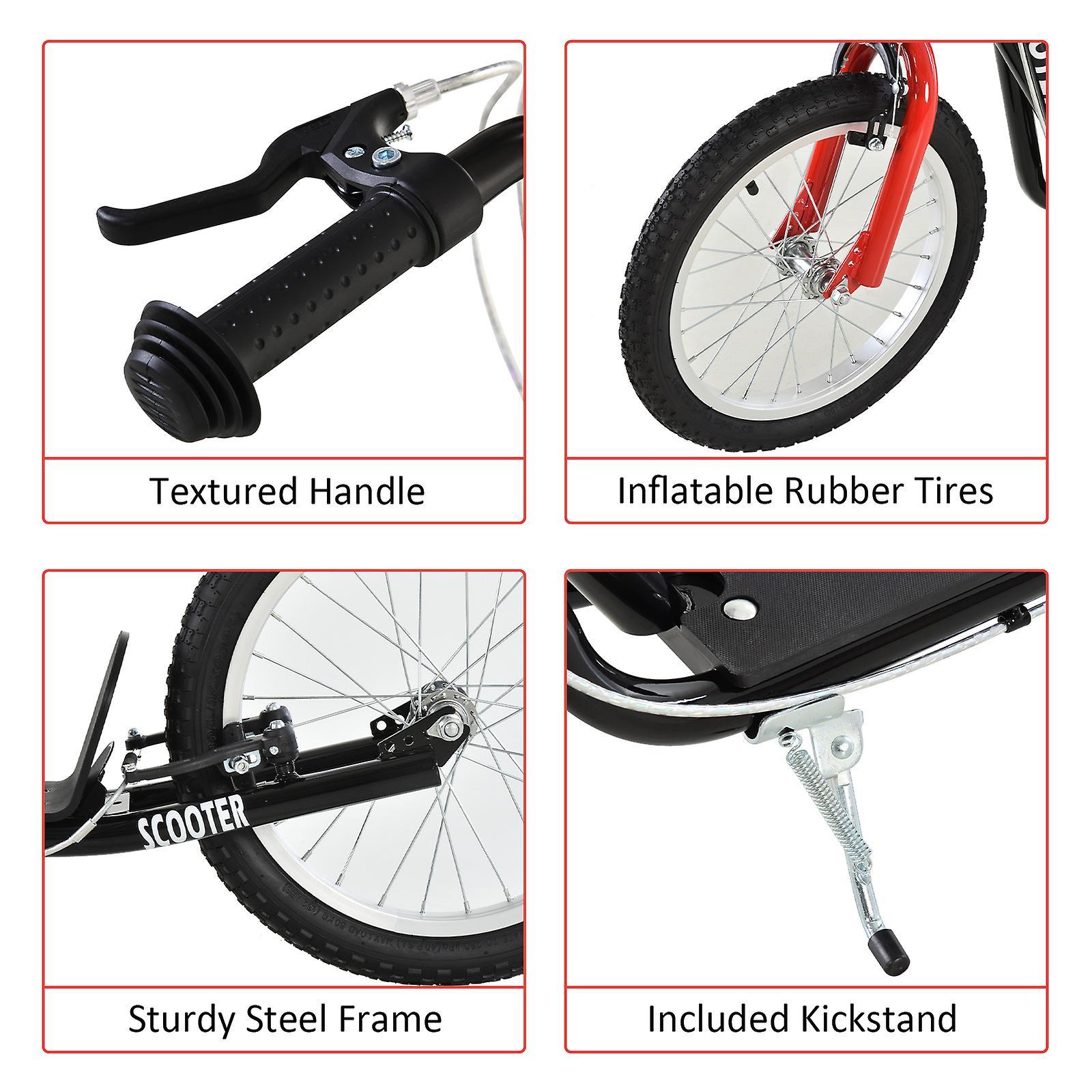 HOMCOM 90-96cm Kids Kick Scooter w/ Adjustable Handlebar Inflatable ...