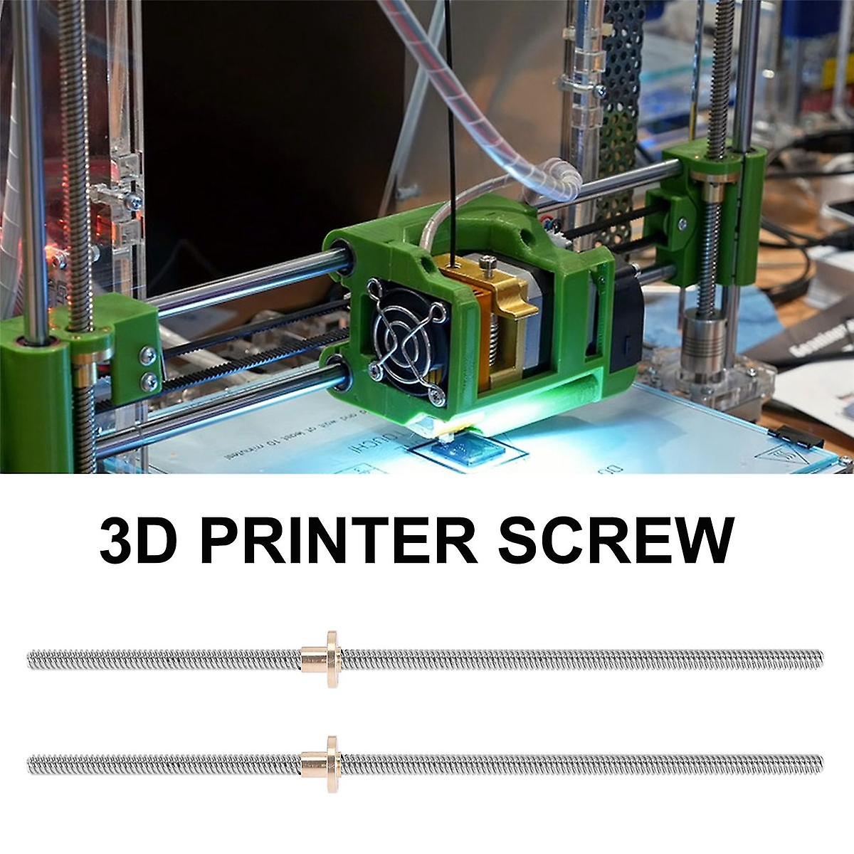 2Pcs 300mm 8mm T8 Threaded Rod Lead Screw with T8 Nut for 3D Printer ...