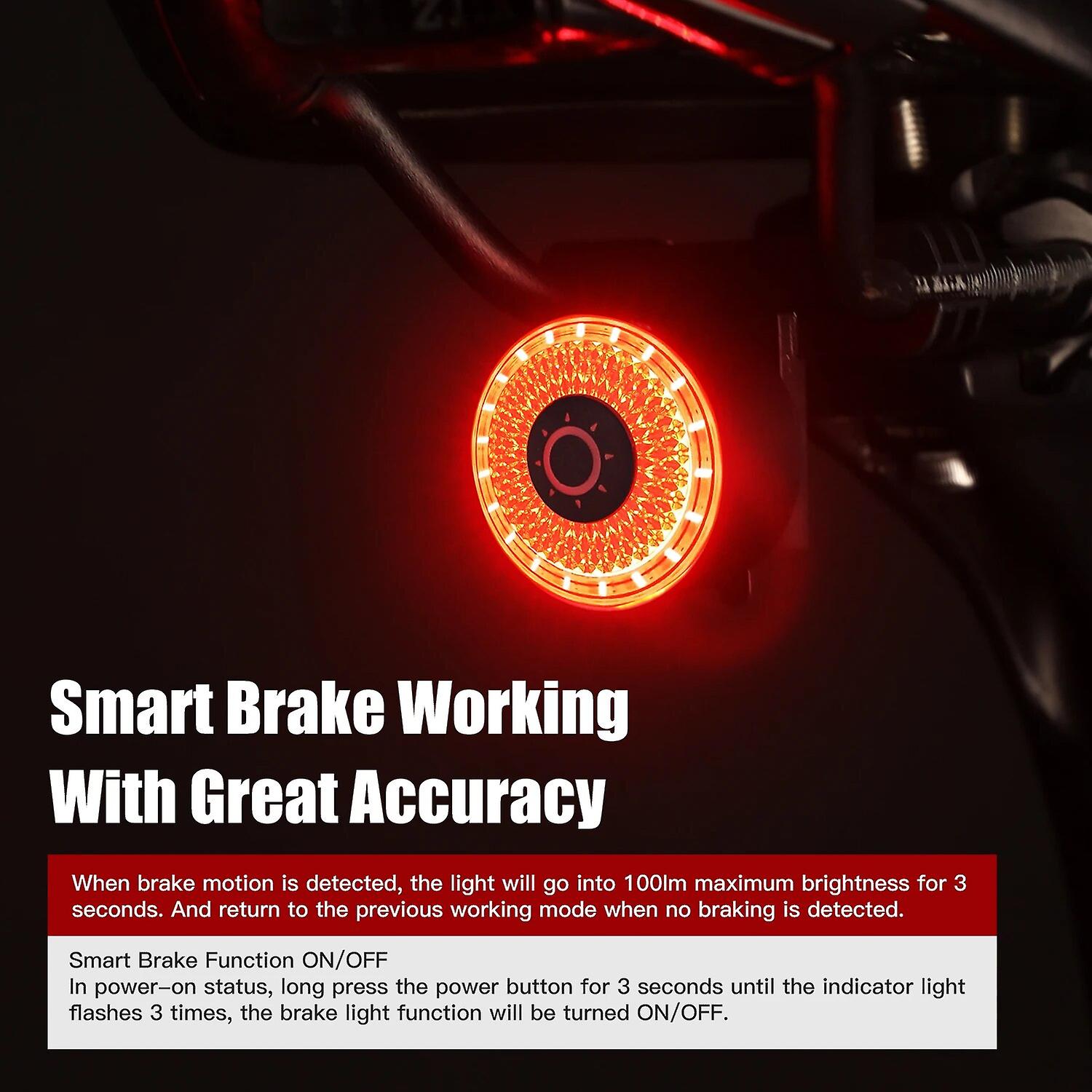 Gaciron Smart Brake Bike Tail Light Loop-100 Bicycle Rear Light ...