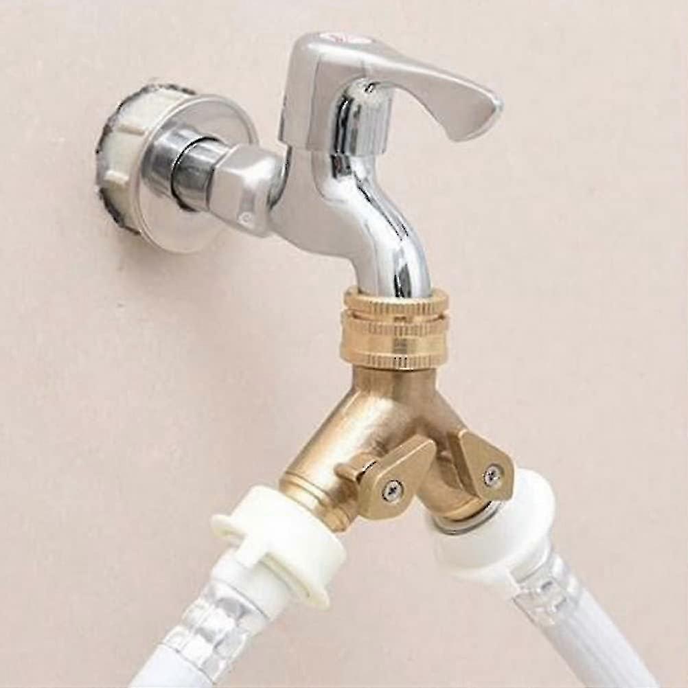 Double Washing Machine Faucet, Y-shaped 2 Way Hose Dispenser, Brass ...