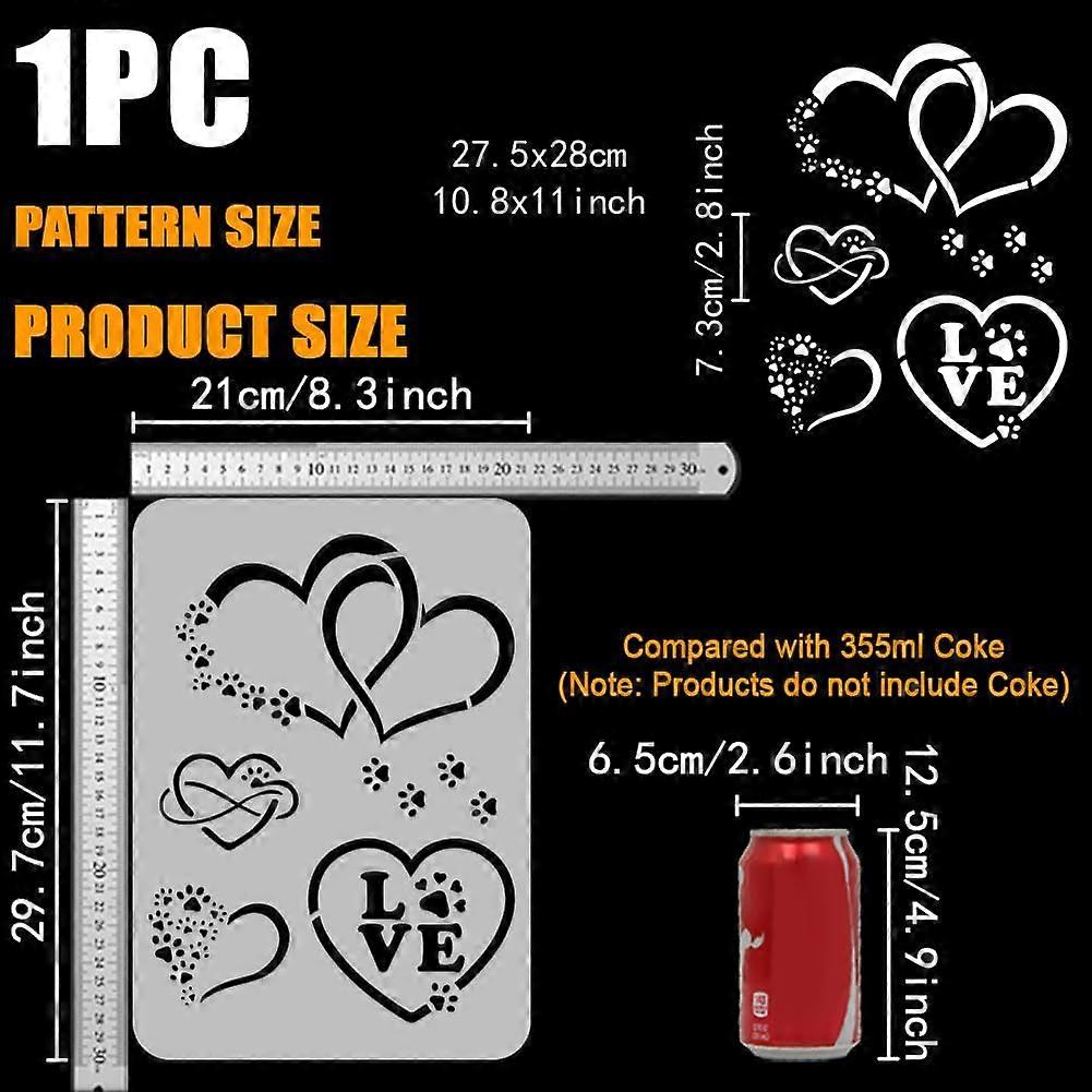 Paw Print Heart Painting Large Stencil 8.3x11.7" Heart Infinity Paw ...