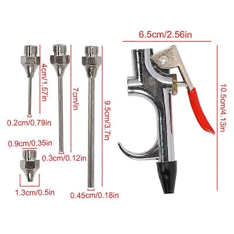 5pcs/set Air Compressor Blow Gun Metal Tool Duster Nozzle Npt Air Inlet ...