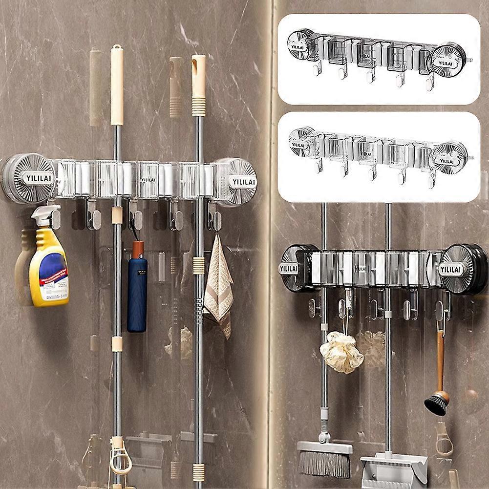 Suction Mop Clip for 4 Brooms/Mop Anti-Slip Moveable Wall Hanging Clip ...