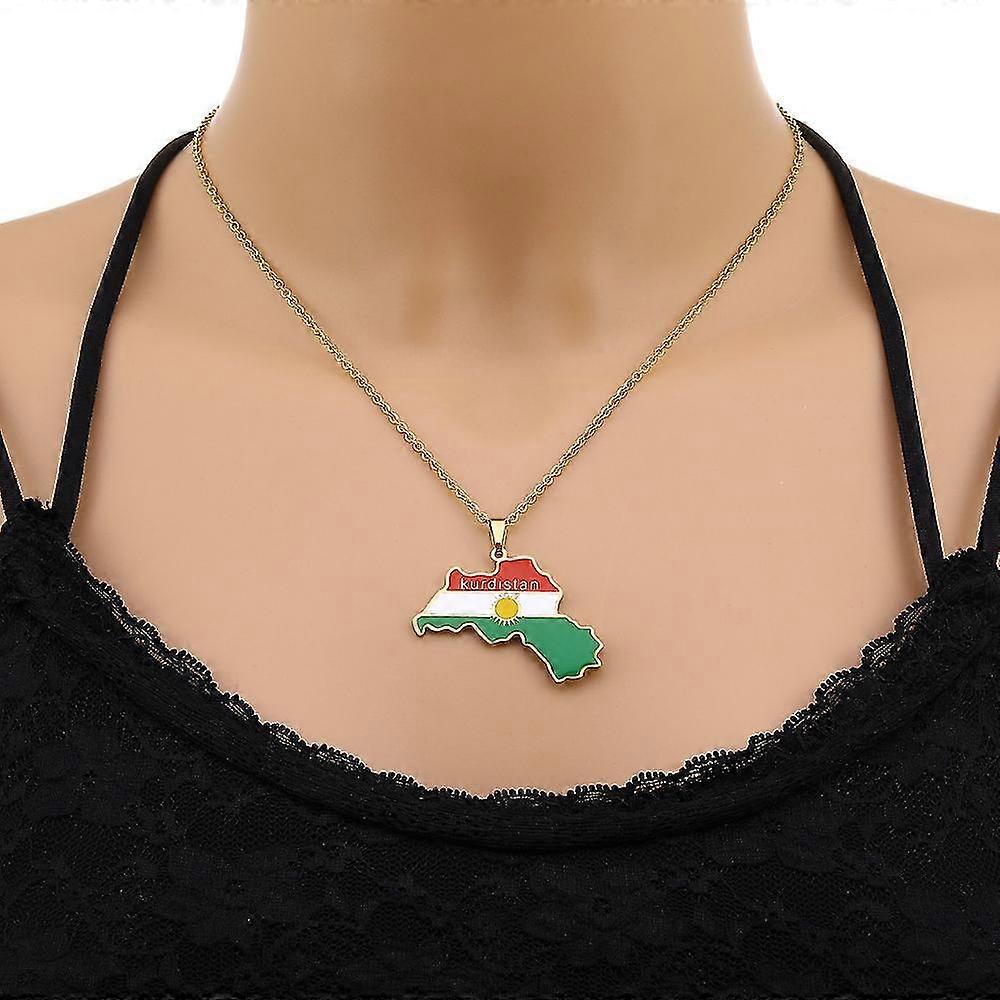 Kurdistan Map Necklace For Women Men Chains Gold Color Kurdistan Flag ...